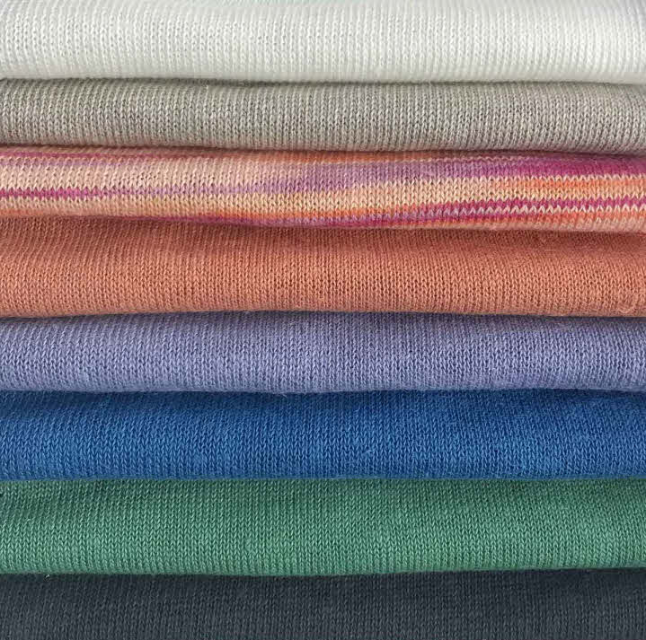 Samples of woven and knitted hemp fabrics, yarns and ribbons
