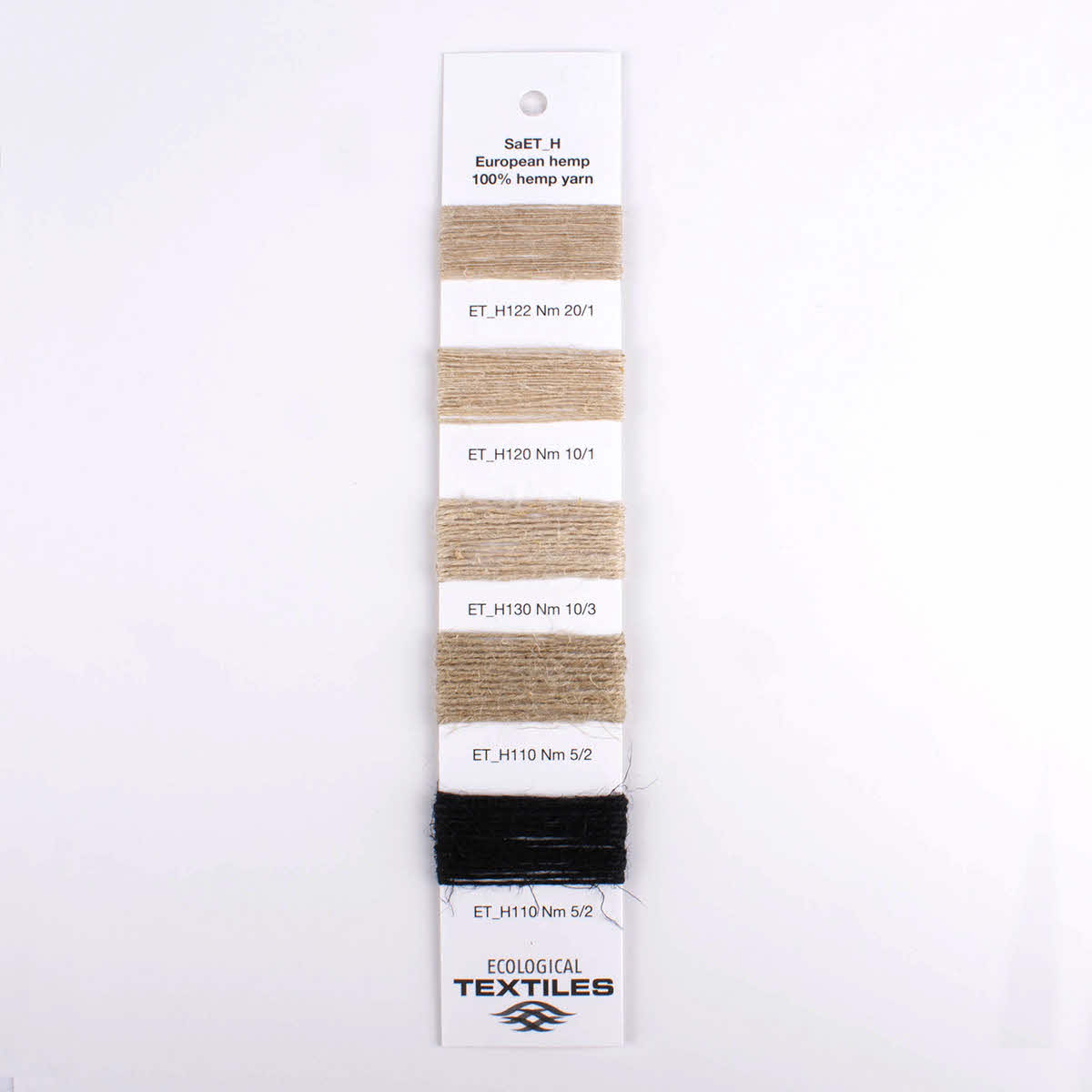 Samples of woven and knitted hemp fabrics, yarns and ribbons
