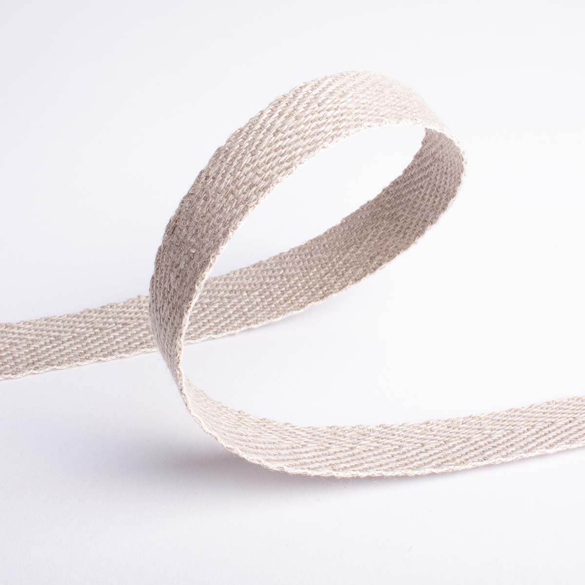 Hemp ribbon natural colour herringbone weave 15 mm