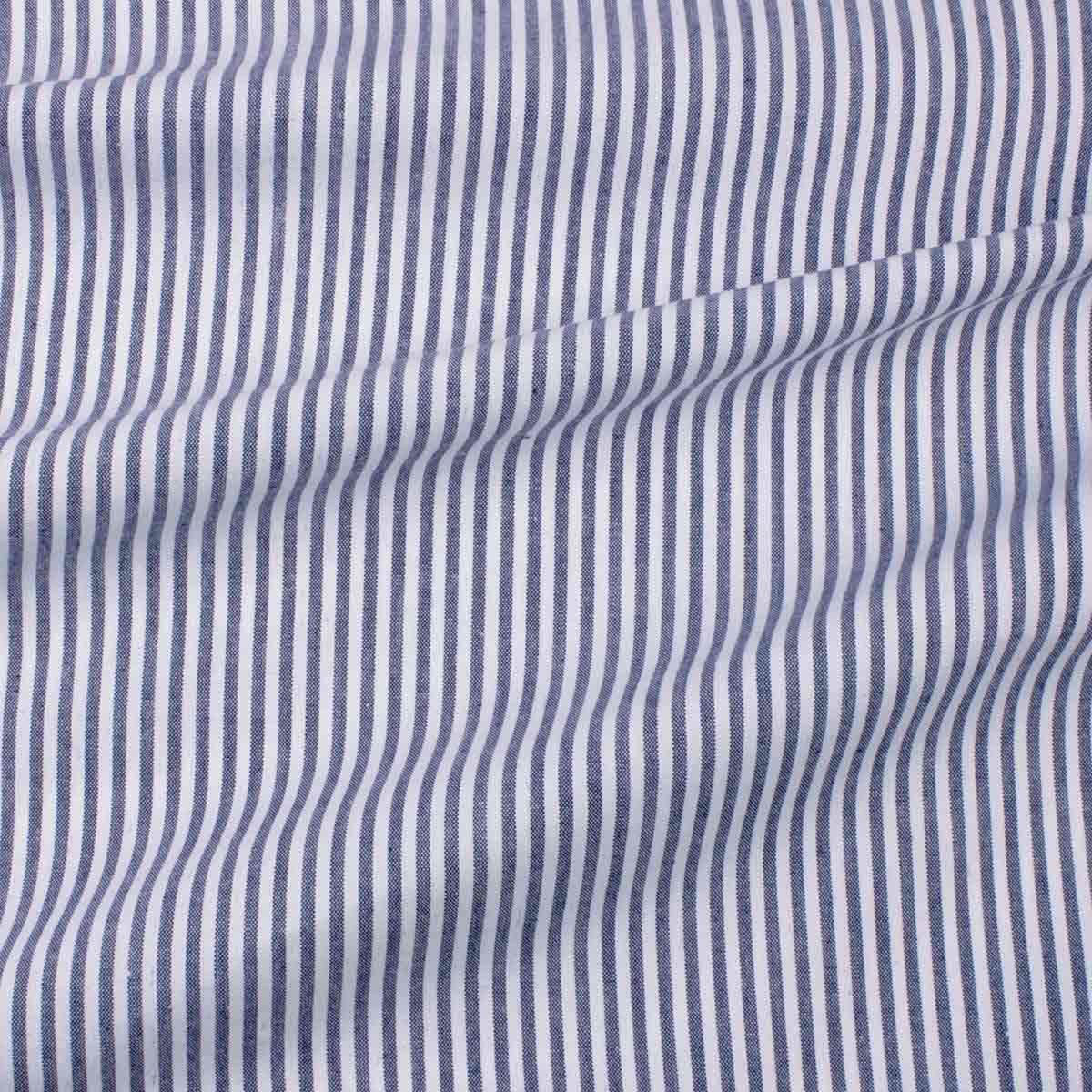 Organic cotton poplin with blue stripes