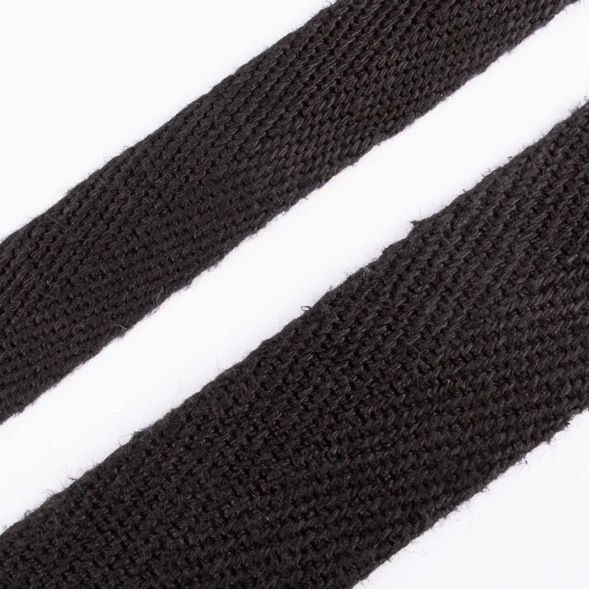 Samples black hemp ribbons herringbone weave