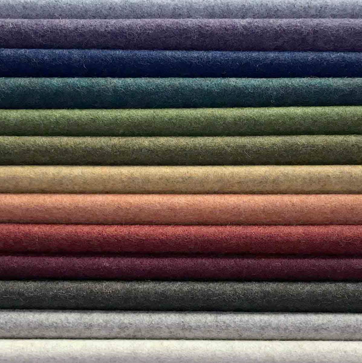 Samples of heavy loden in melange colours