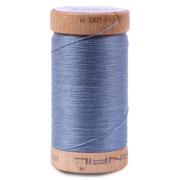 Blue grey sewing thread Nm 50/2 organic cotton, 5x100 mtr